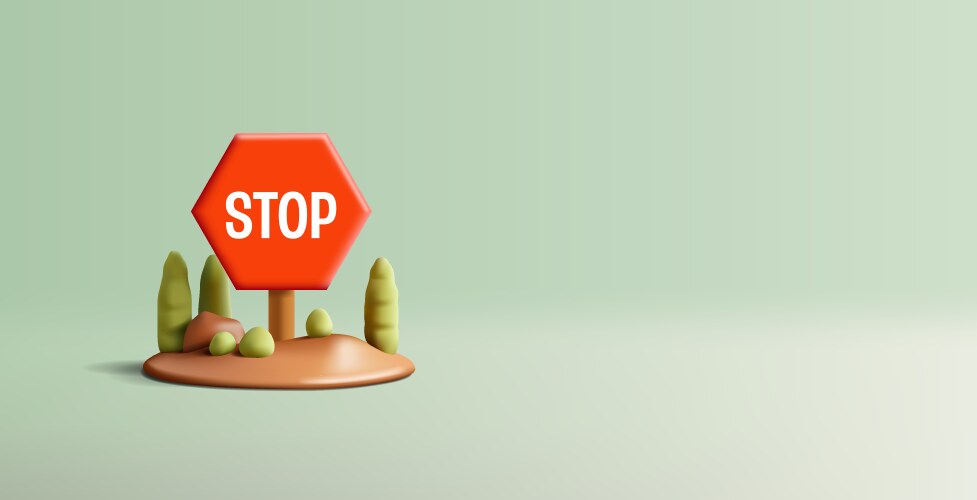 Road signs 3d icon set with stop sign main Vector Image