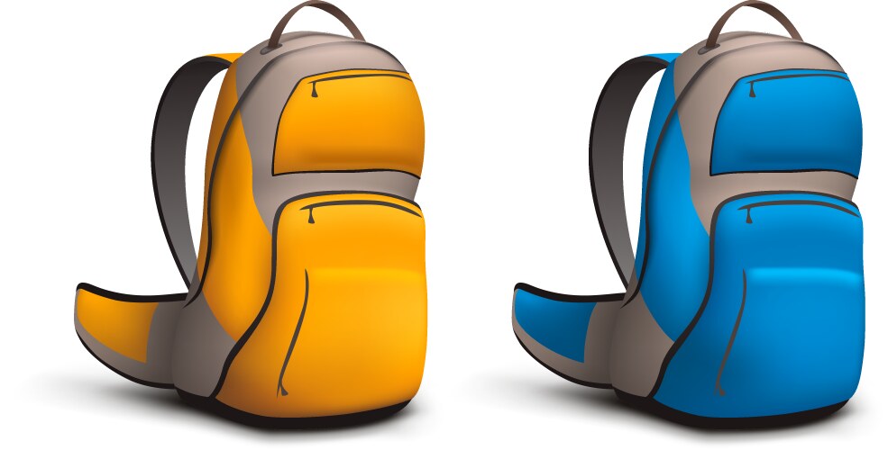 Red backpack mockup set isolated Royalty Free Vector Image