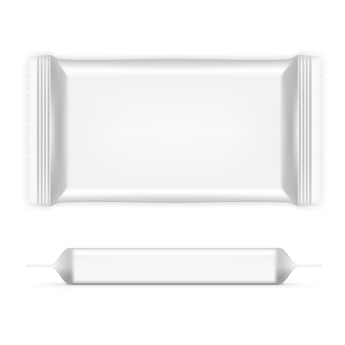 Realistic flow pack front view isolated on white Vector Image