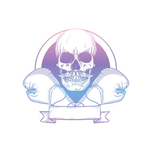 Hand drawn skull with boxing gloves Royalty Free Vector