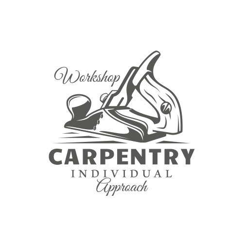 Carpentry label with jointer and saw emblem Vector Image