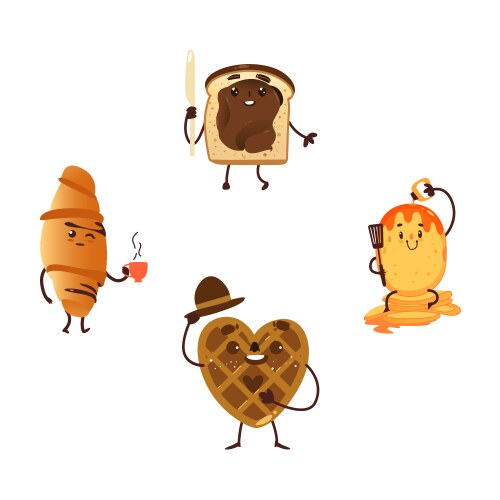 Funny breakfast characters Royalty Free Vector Image