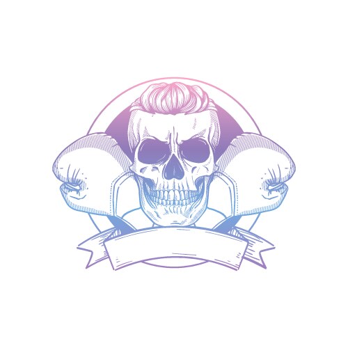 Hand drawn skull with boxing gloves Royalty Free Vector
