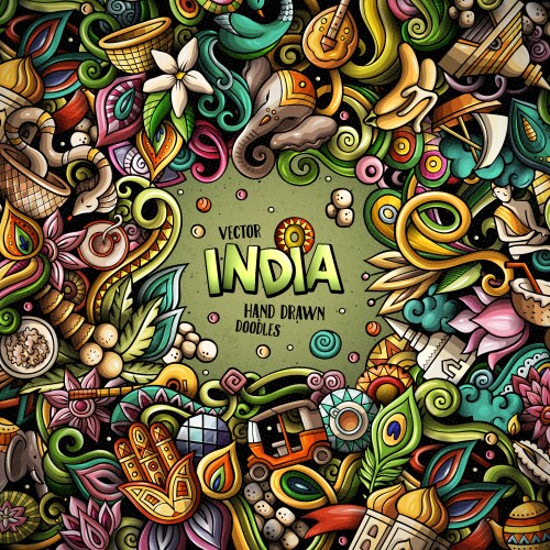 India hand drawn doodles Royalty Free Vector Image