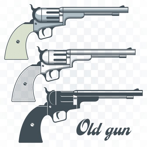 Old revolver with two bullets in realistic style Vector Image