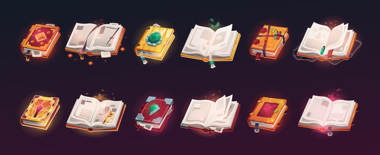Old magic books of spells with fantasy covers Vector Image