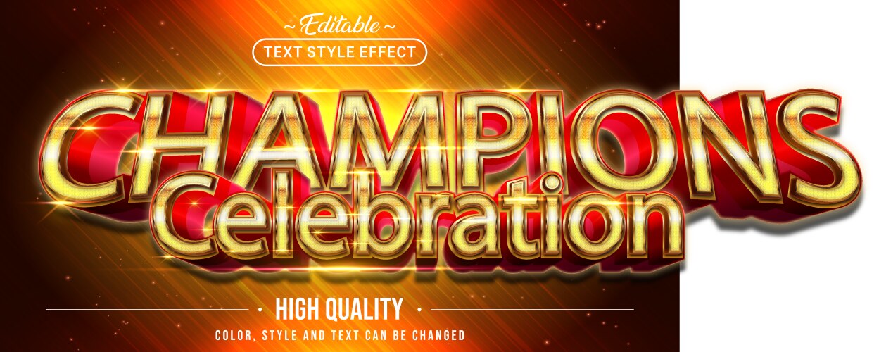 Editable text style effect - super champions Vector Image
