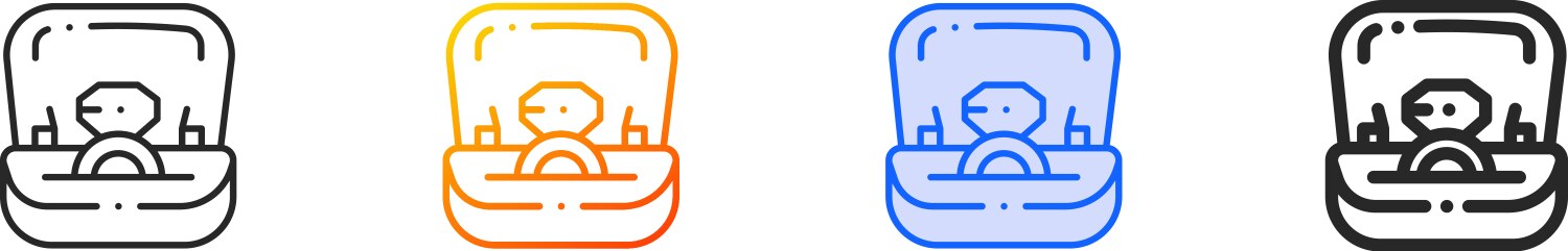 Diamond ring iconthin linear gradient blue stroke Vector Image