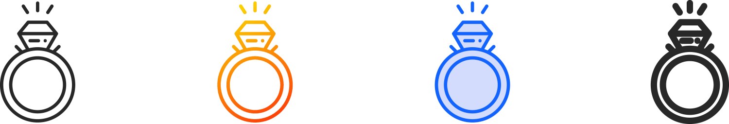 Diamond ring iconthin linear gradient blue stroke Vector Image