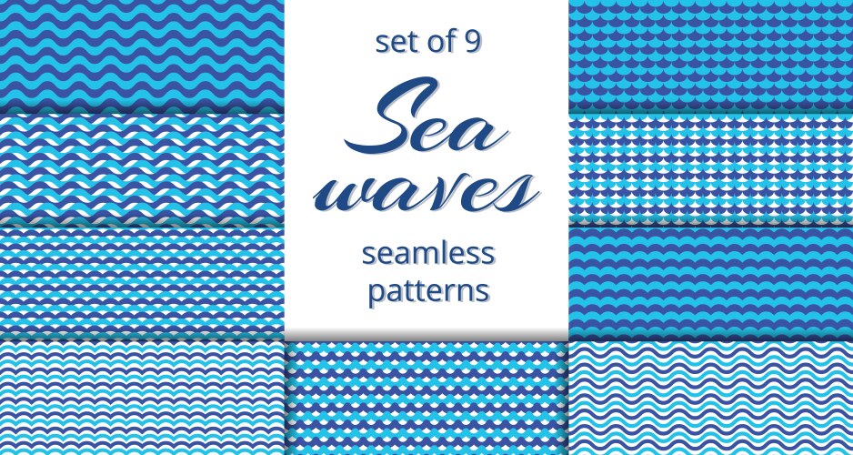 10 wave different seamless patterns tiling Vector Image