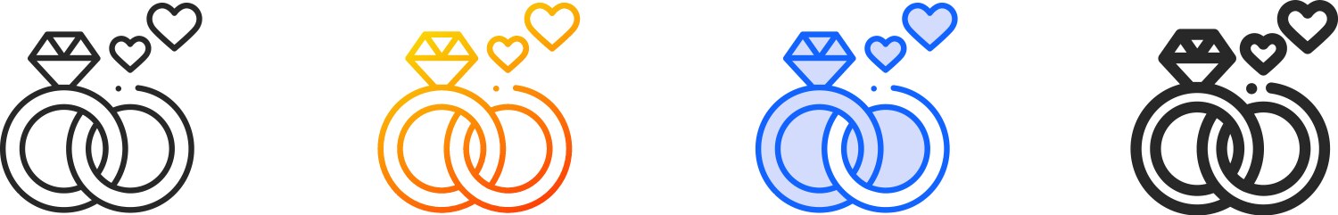 Diamond ring iconthin linear gradient blue stroke Vector Image