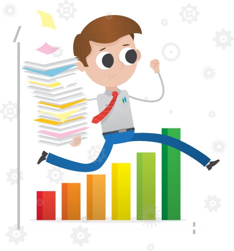 Project manager reviewing charts Royalty Free Vector Image