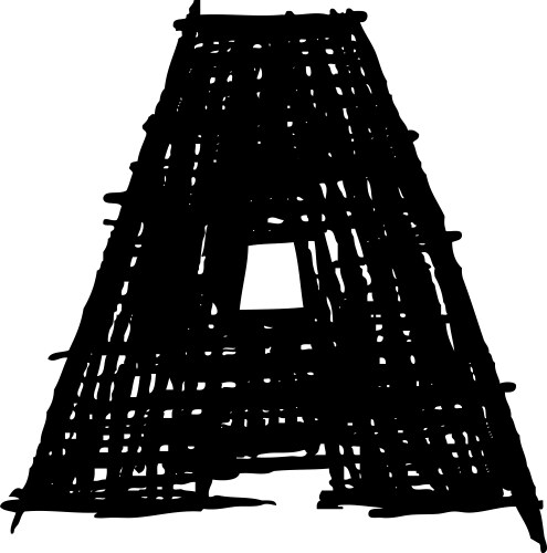 P - hand drawn character sketch font Royalty Free Vector