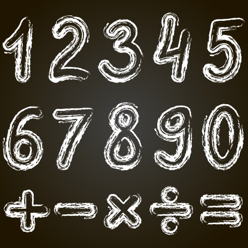 Numbers from zero to nine and math symbols Vector Image