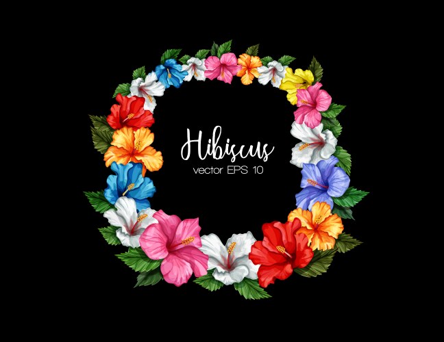 Tropical leaf hibiscus flower frame banner Vector Image