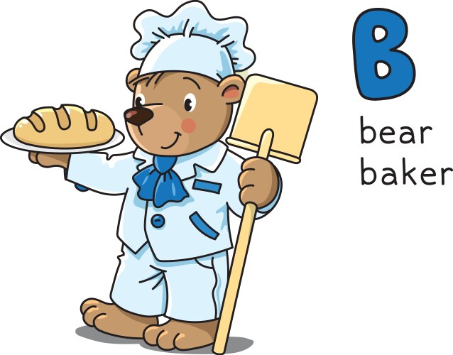 Bear baker animals and professions abc alphabet b – Royalty-Free Vector ...
