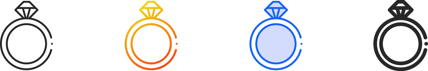 Diamond ring iconthin linear gradient blue stroke Vector Image