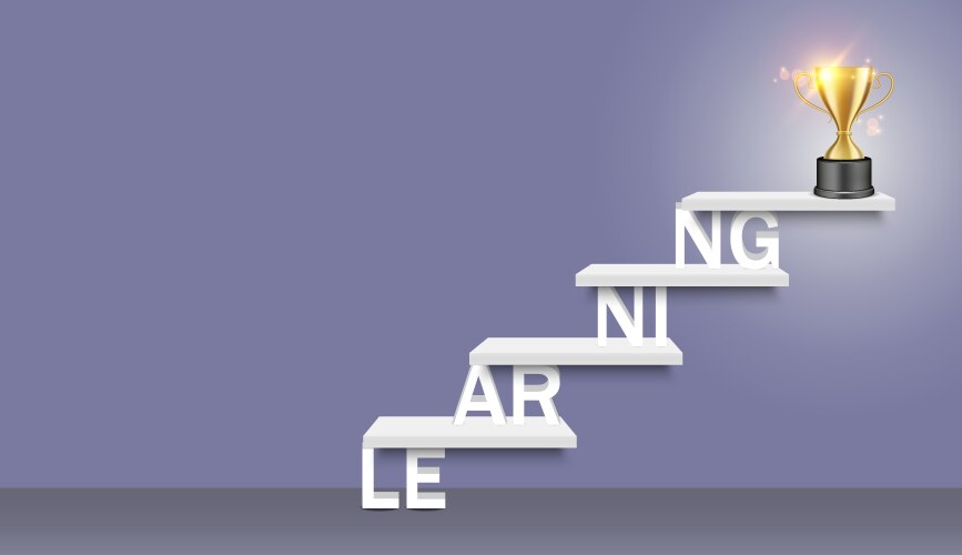 Robot machine leader climbing career ladder Vector Image