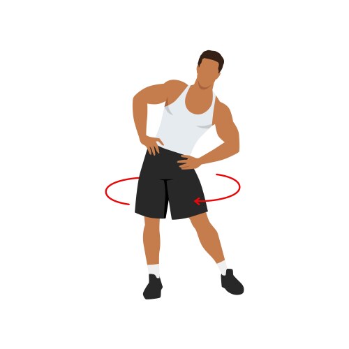Man doing hip circles exercise flat Royalty Free Vector