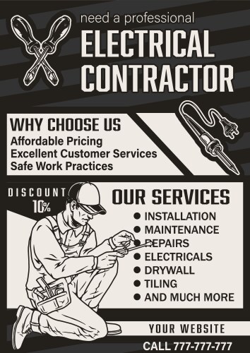 Electrician engineering poster Royalty Free Vector Image