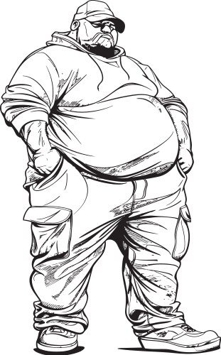 Plump power graphics showcasing the fat man Vector Image