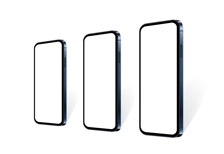 Realistic smartphones in row perspective view Vector Image