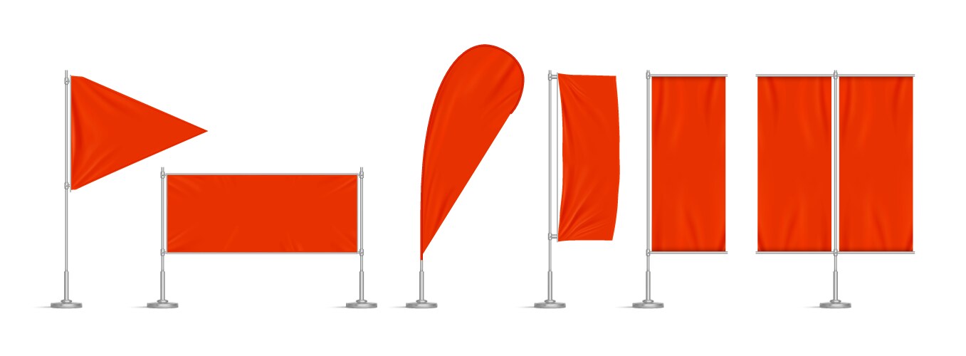 Red realistic pennant set empty triangle banners Vector Image