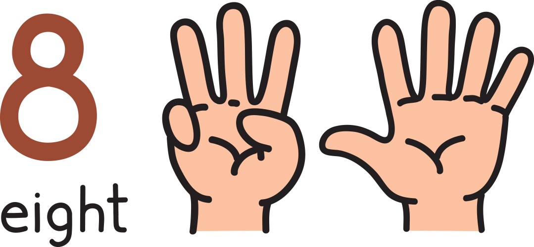 Five number hand gesture color icon Royalty Free Vector