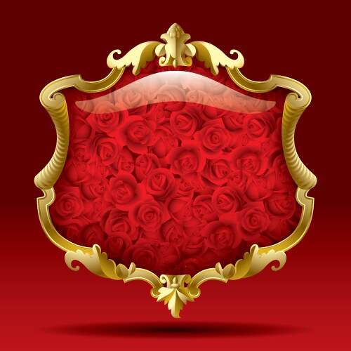 Red banner with roses Royalty Free Vector Image