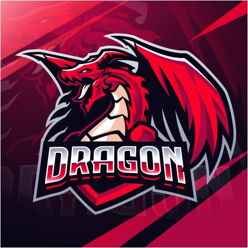Red dragon esports logo design Royalty Free Vector Image
