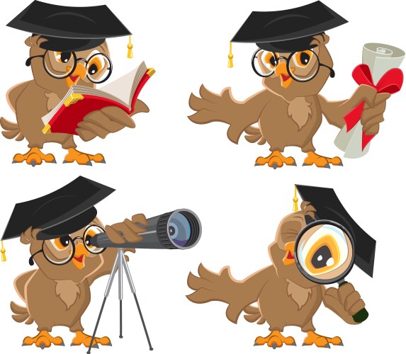 Owl engineer builder in helmet with drawings paper