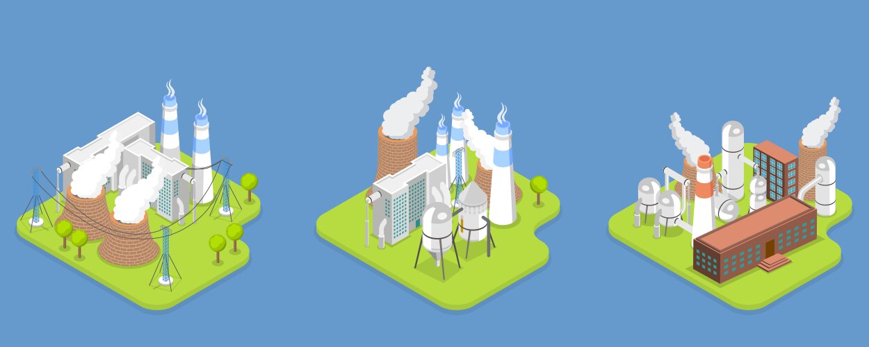 3d isometric flat set of industrial Royalty Free Vector