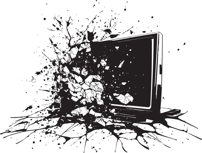 Broken broadcast concept black graphic Royalty Free Vector