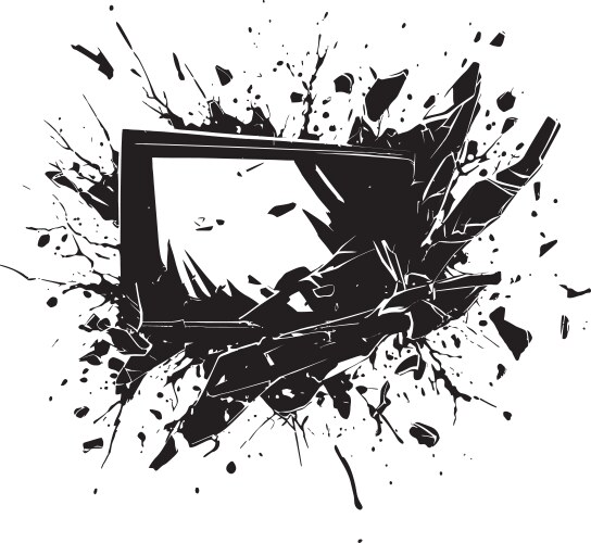 Fractured flatpanel graphic of smashed tv Vector Image