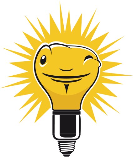 Smiling light bulb Royalty Free Vector Image - VectorStock