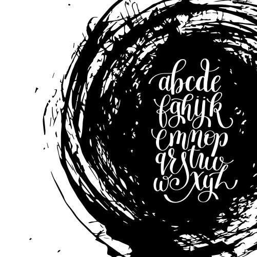 Black and white hand lettering alphabet design Vector Image
