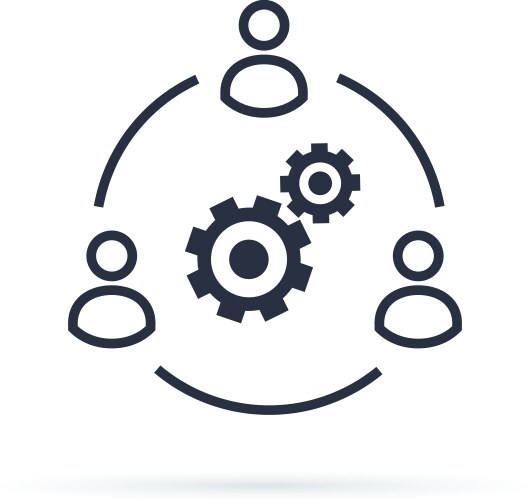 Teamwork icon showing three people holding hands Vector Image