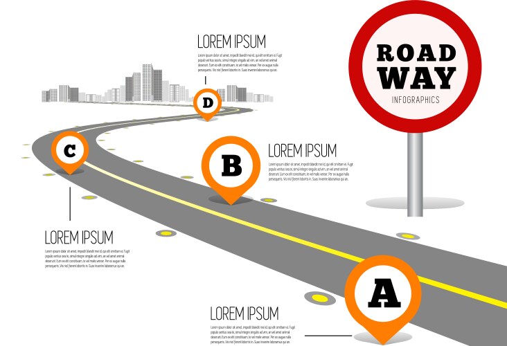 Road journey infographic trip directional map Vector Image