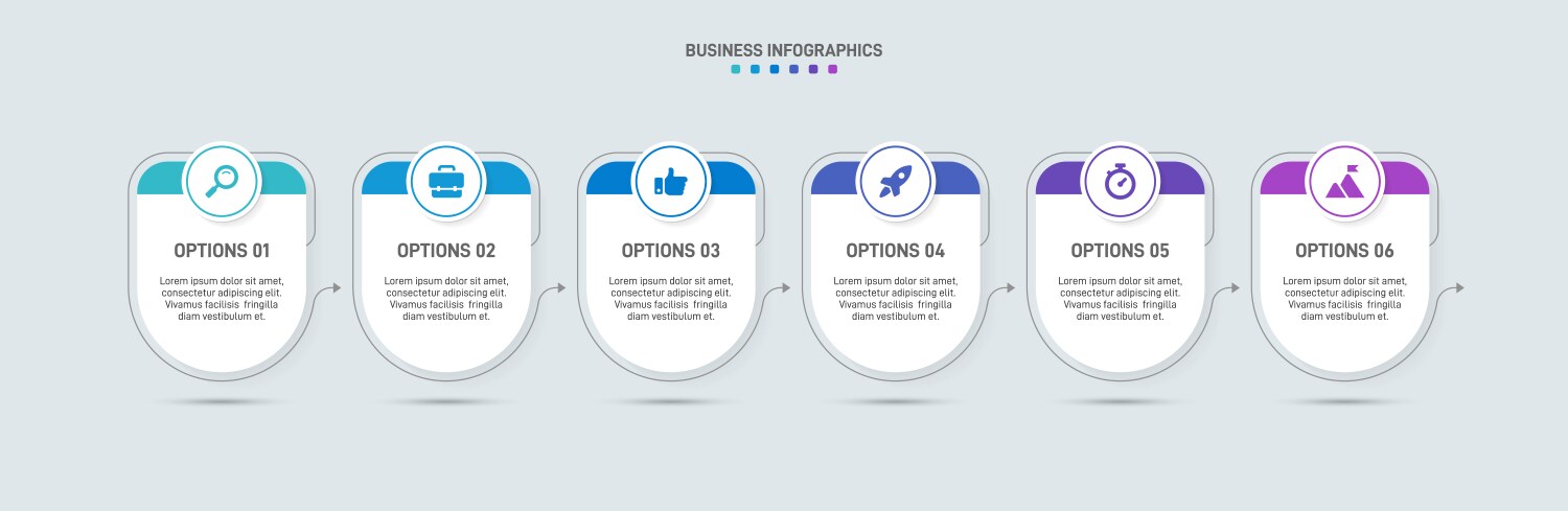 Horizontal progress bar featuring 6 arrow-shaped Vector Image