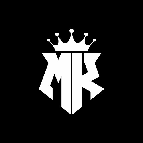 Mk logo monogram emblem style with crown shape Vector Image