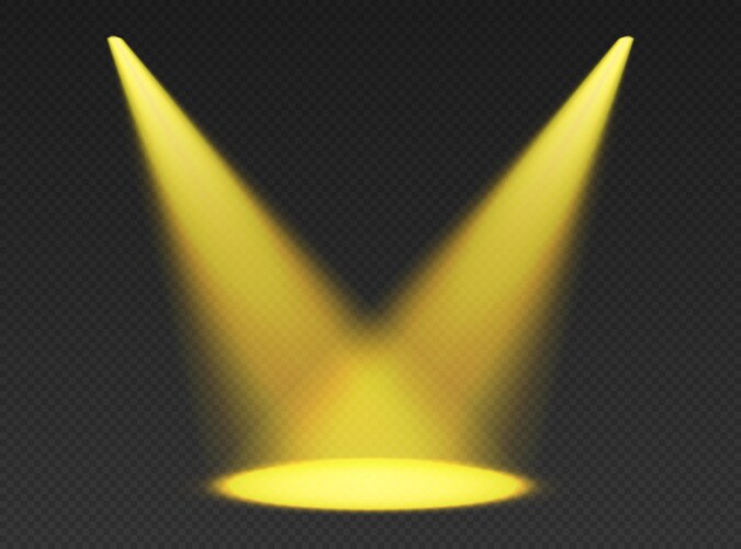 Stage limelight blue cone light from top Vector Image