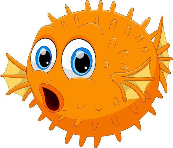 Cute puffer fish cartoon Royalty Free Vector Image