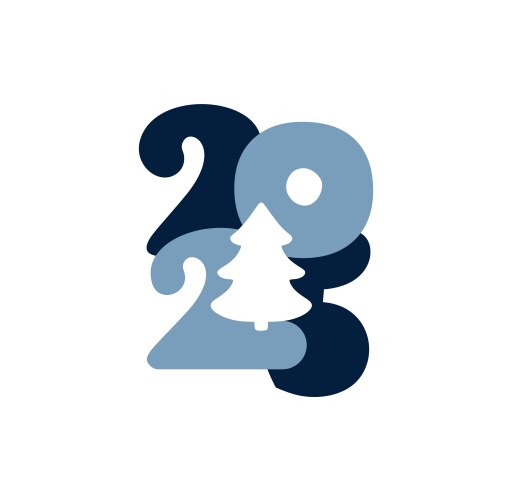 Hand drawn color number text 2025 with fir Vector Image