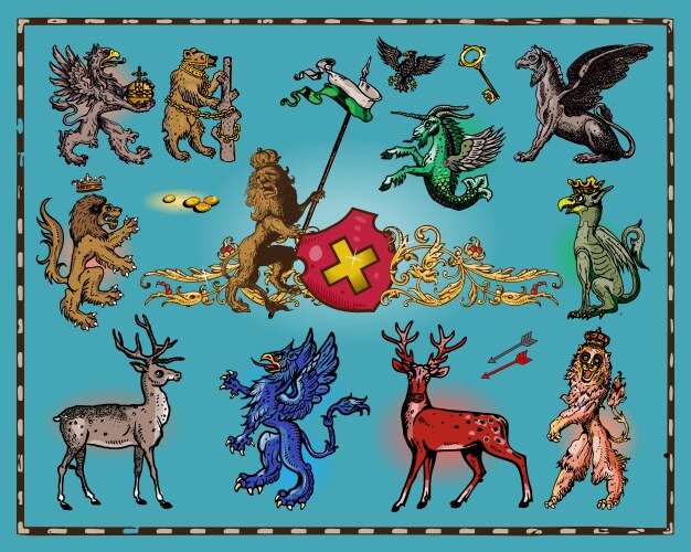 Heraldic shields Royalty Free Vector Image - VectorStock