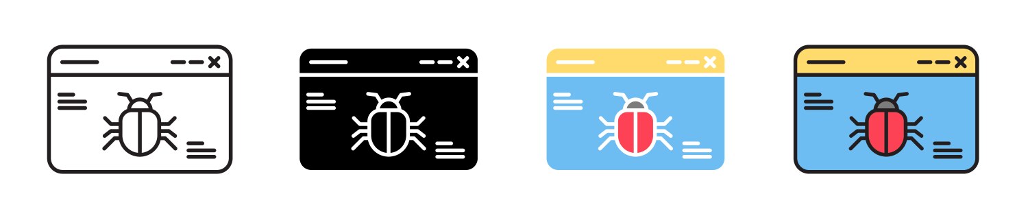 Bug Icon Set Malware Computer Virus Symbol In A Vector Image