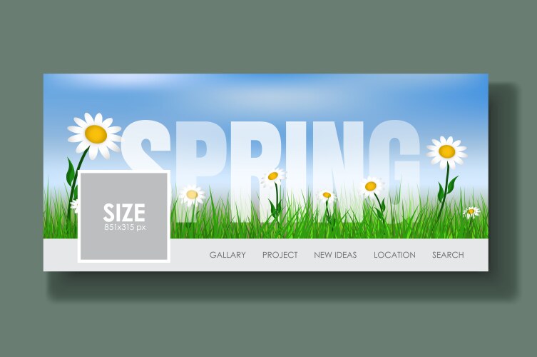 Set of spring web banners with green grass white Vector Image