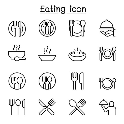 Food icon set gray outline style Royalty Free Vector Image
