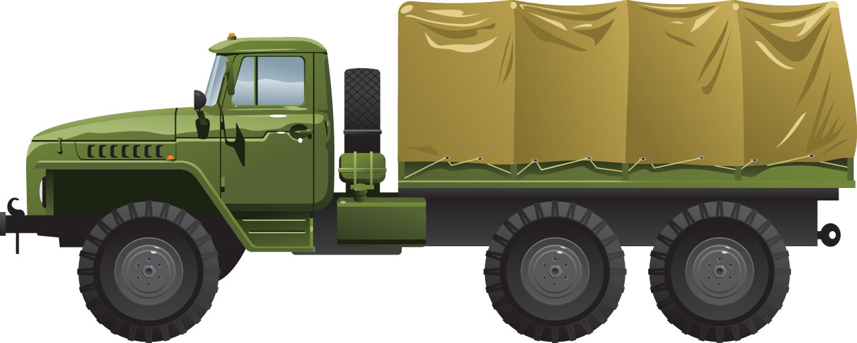 Military truck isolated on white Royalty Free Vector Image