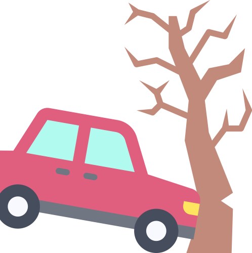 Car Crashed Into A Tree Icon Accident Royalty Free Vector