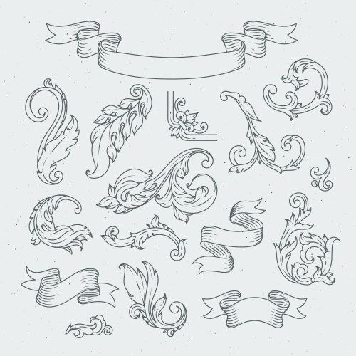 Elements in baroque rococo victorian Royalty Free Vector